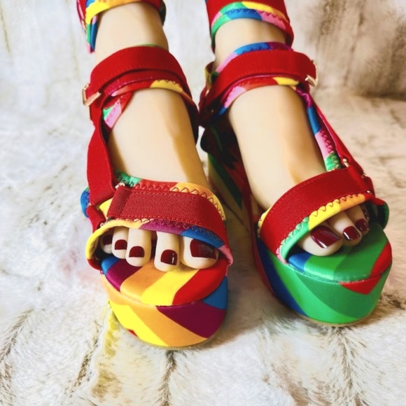 Pazzle | Shoes | Pazzle Very Colorful 2 Platform Velcro Harness Strap ...